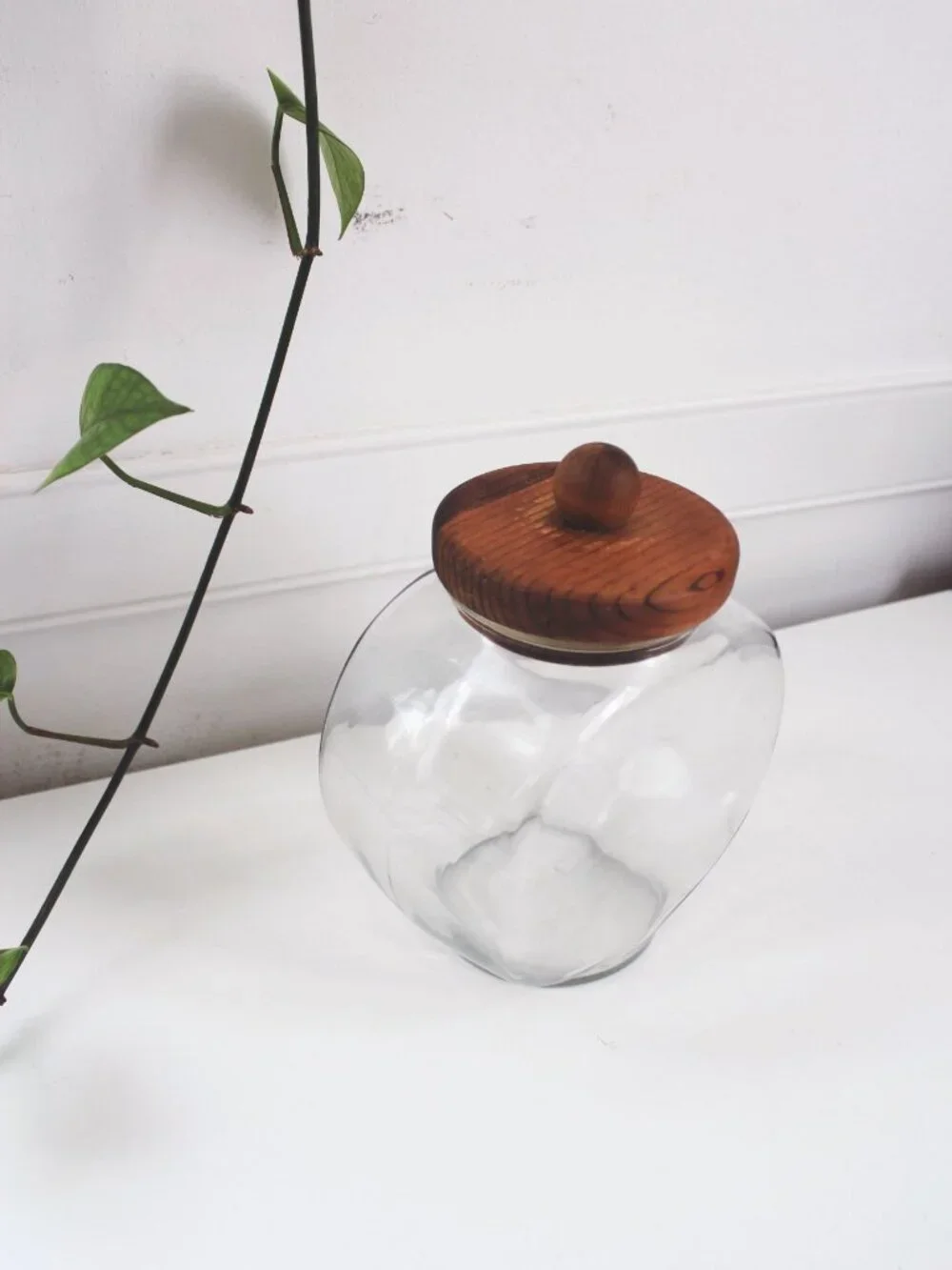 Dining | Vintage Anchor Hocking Glass Penny Candy Jar Canister Wooden ...